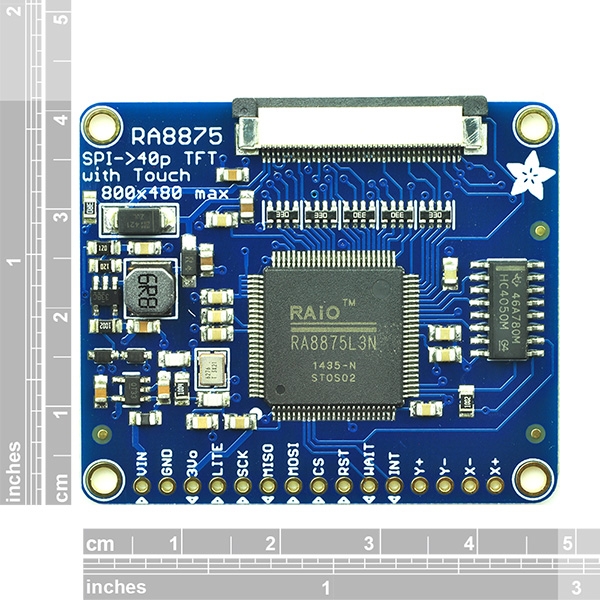 RA8875 Driver Board for 40-pin TFT Touch Displays - 800x480 Max