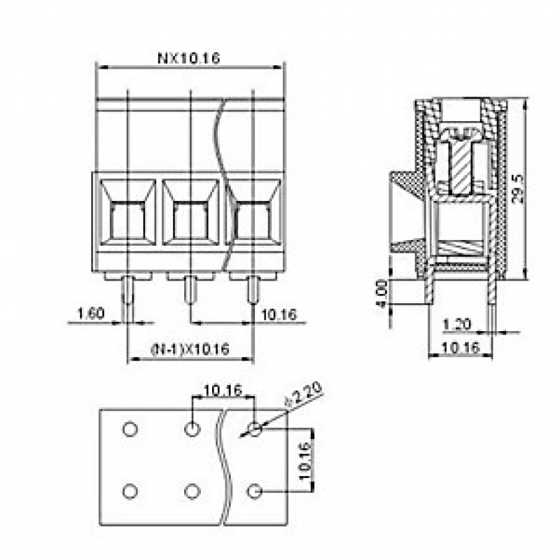 Screw Terminals 2-Pin 10mm Pitch